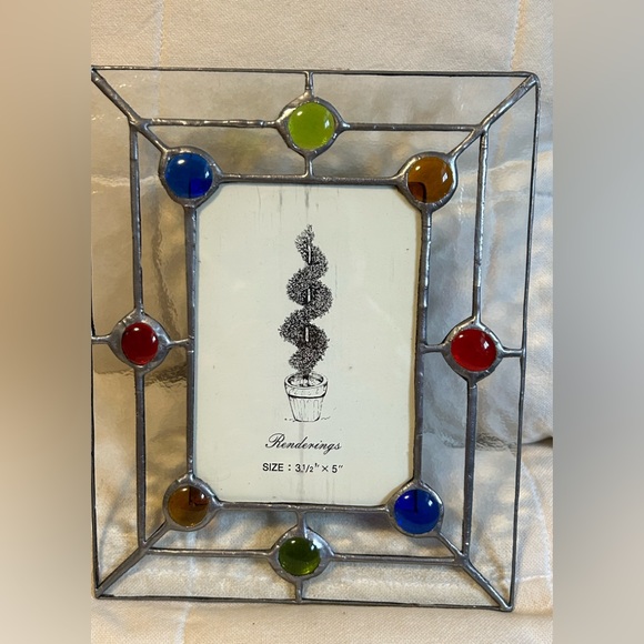 Accents | 2 Stain Glass Photo Picture Frames Fits Photo 3 12x5 ...